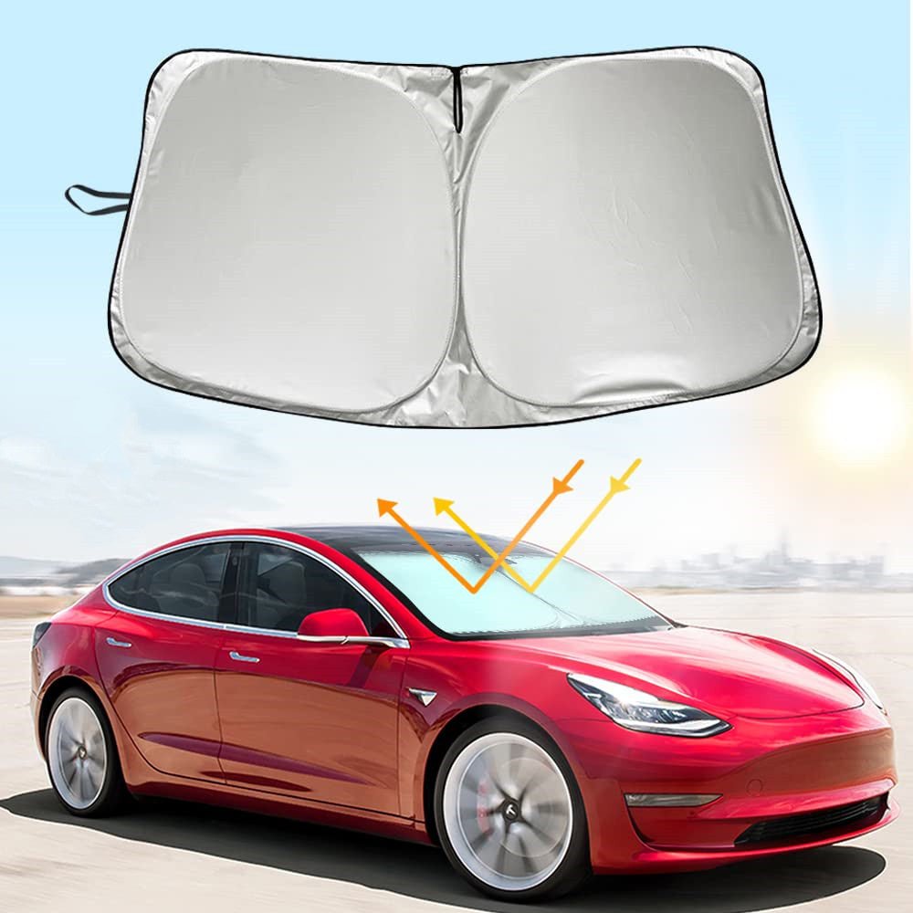 APTESL Tesla Model 3/Y Front Windshield Sunshade | Custom Fit, UV 100% ...