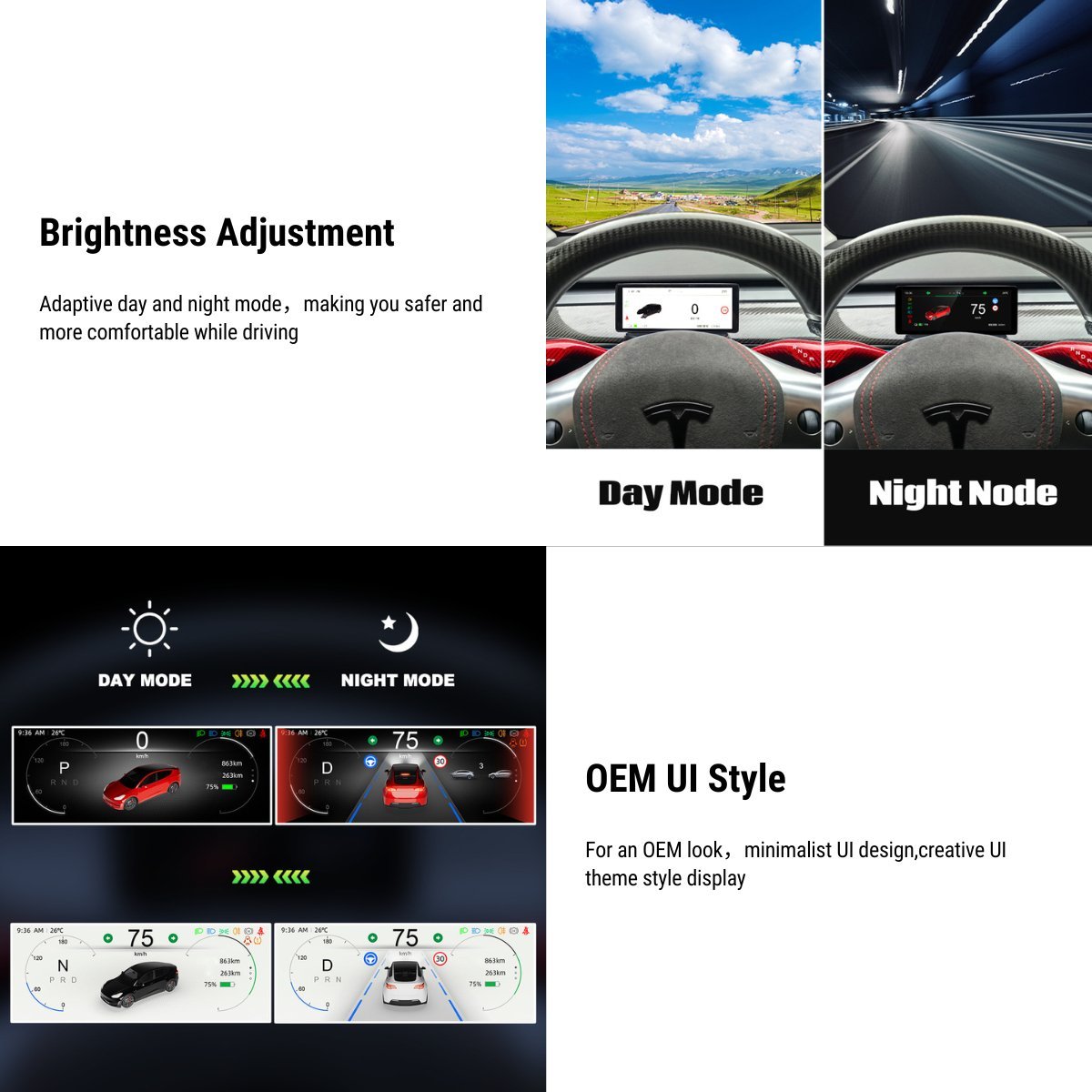 Tesla Model 3/Y 6.2'' Dashboard Display - Carplay & Autopilot HUD (OEM+ ...
