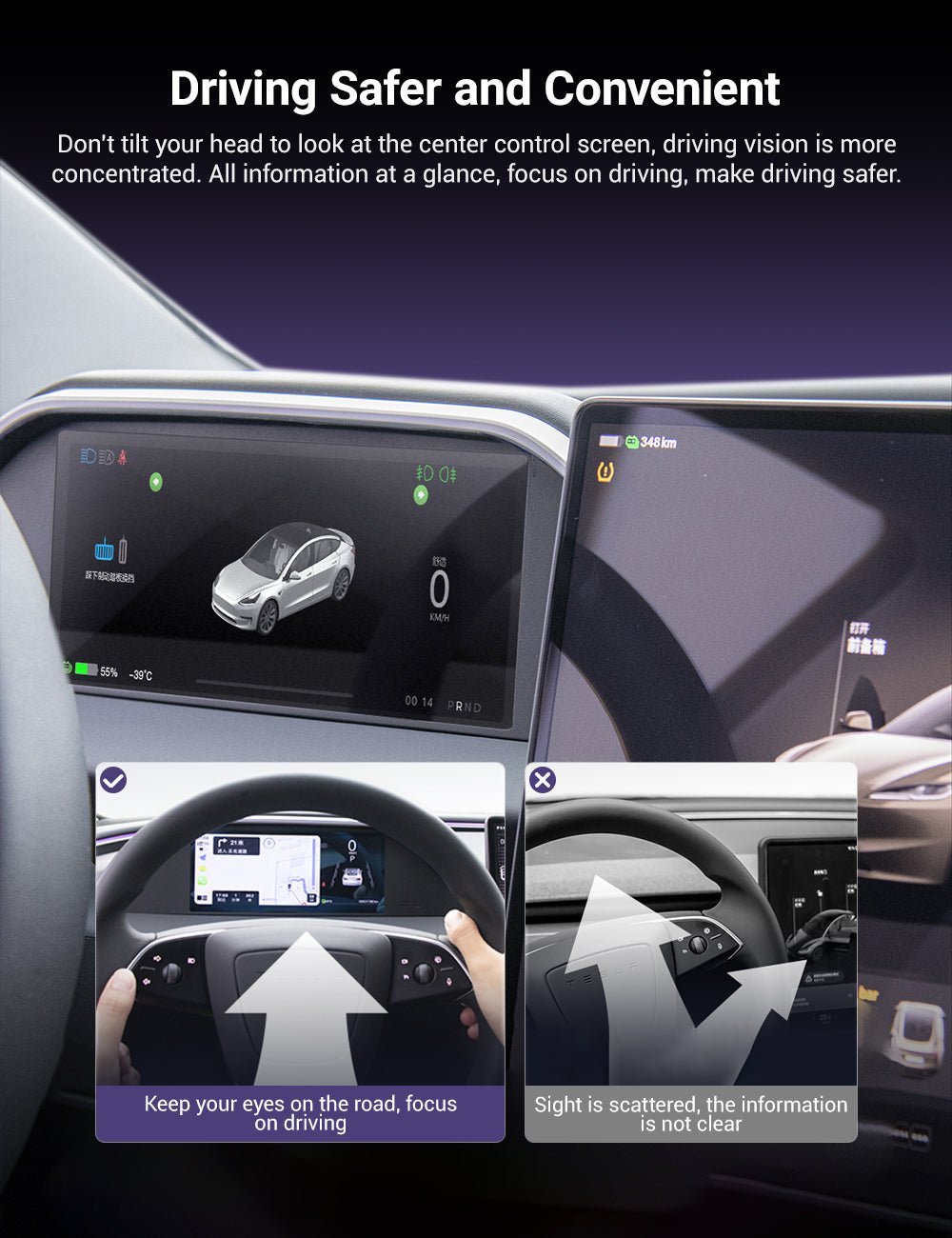 APTESL 8.9'' Integrated Dashboard Display with Ambient Lighting for Mo ...