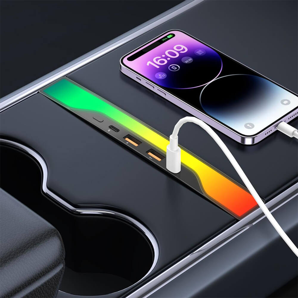APTESL Center Console USB Hub with Ambient Lighting for Model 3/Y – aptesl